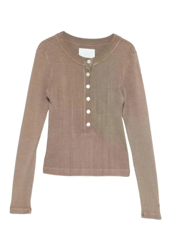 Citizens Of Humanity Varra Henley Ribbed-knit Top - Brown