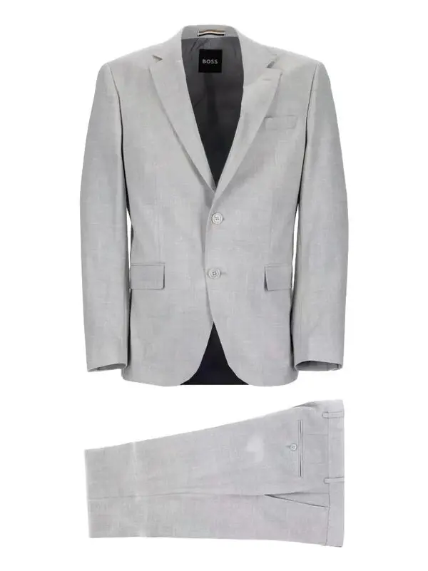 BOSS Single-breasted Notched-lapels Suit - Grey