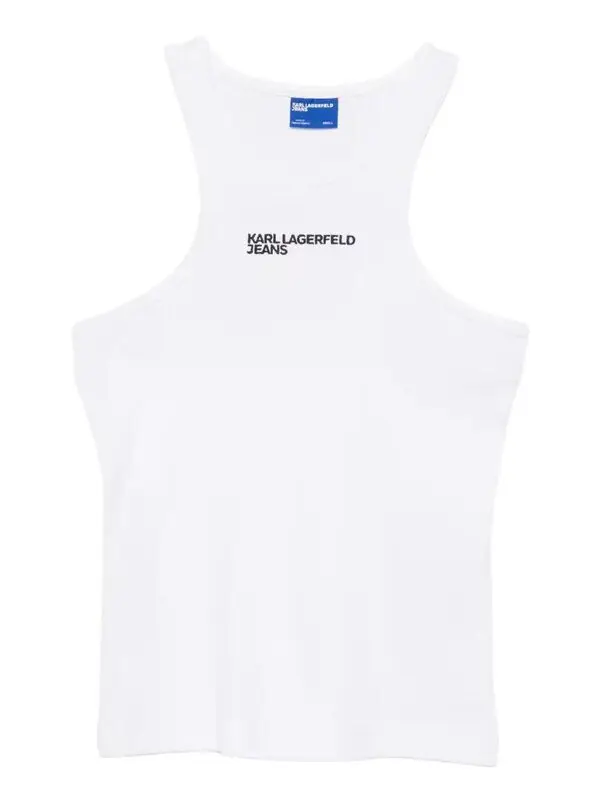 Karl Lagerfeld Logo-print Ribbed Tank Top - White