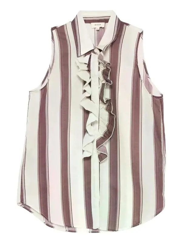 DIEGA Striped Ruffled Blouse - Neutrals