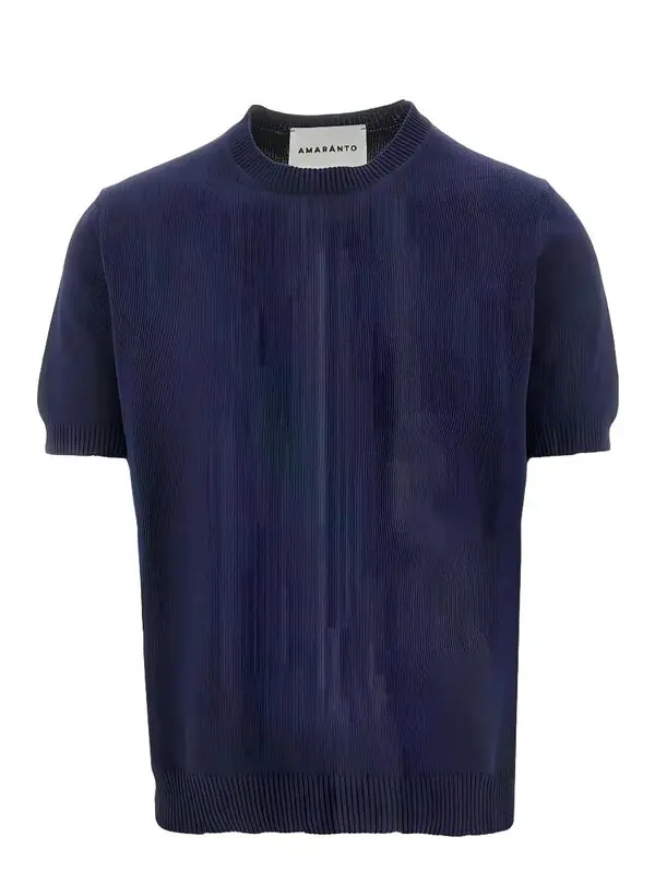 AMARANTO Knitted Crew-neck T-shirt - Blue