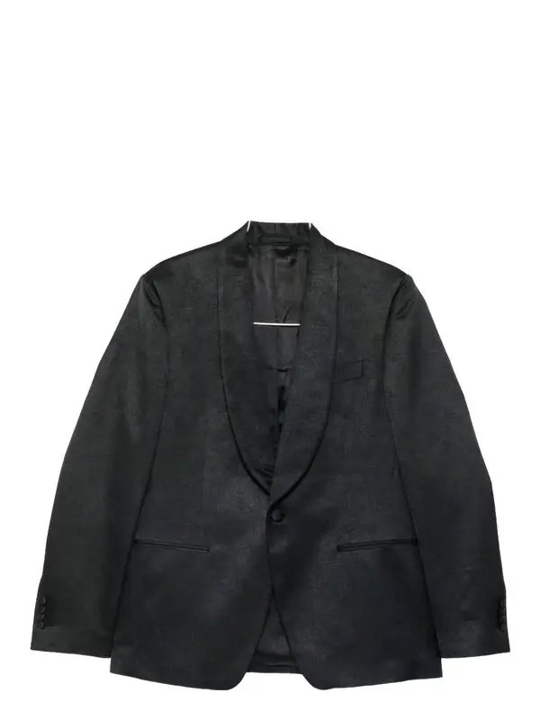 LARDINI Shawl-lapel Single-breasted Blazer - Black