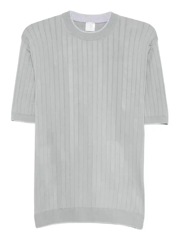 Eleventy Ribbed-knit Short-sleeve T-shirt - Blue