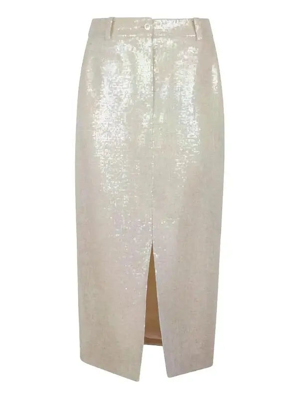 Kiton Sequin-embellished Slit Midi Skirt - Neutrals
