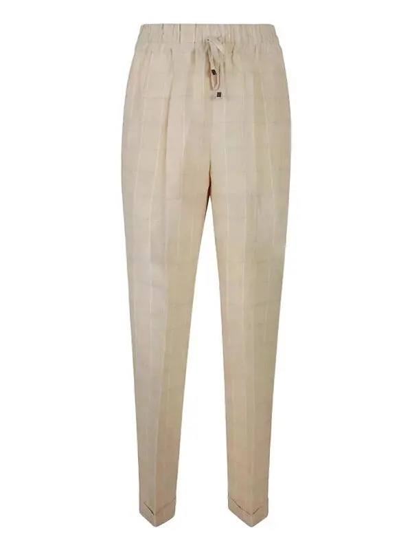 Kiton Check-pattern Drawstring Trousers - Neutrals