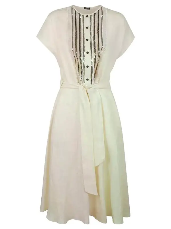 Kiton Sequin-embellished Frayed-trim Dress - Neutrals