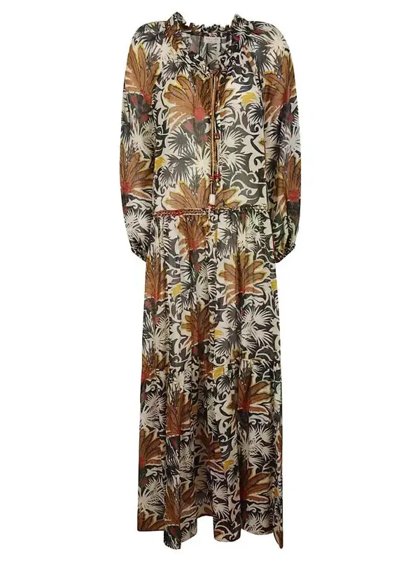 Anjuna Floral-print Beaded-tie Dress - Neutrals