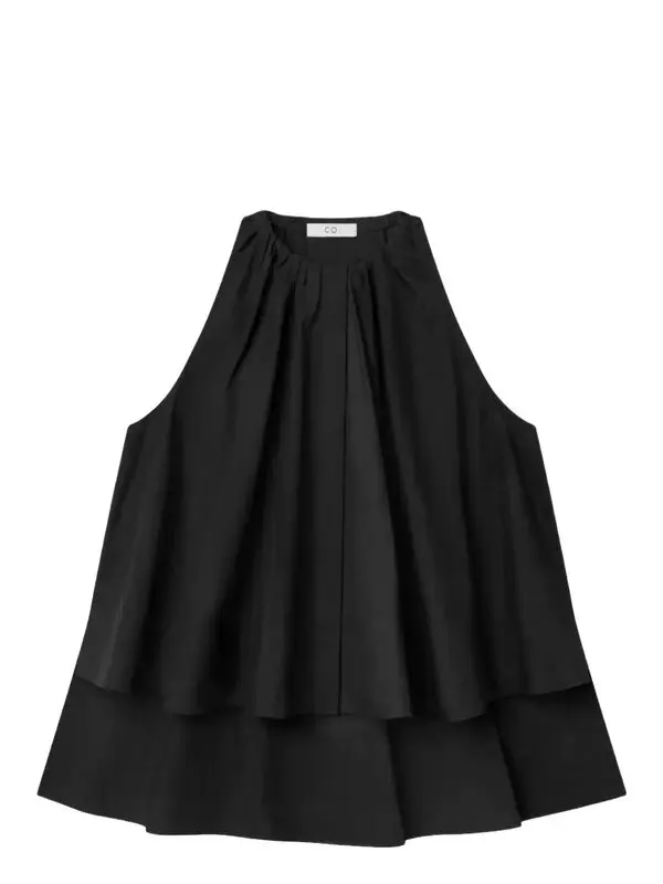 Co Collection Gathered Cotton Sleeveless Shirt - Black