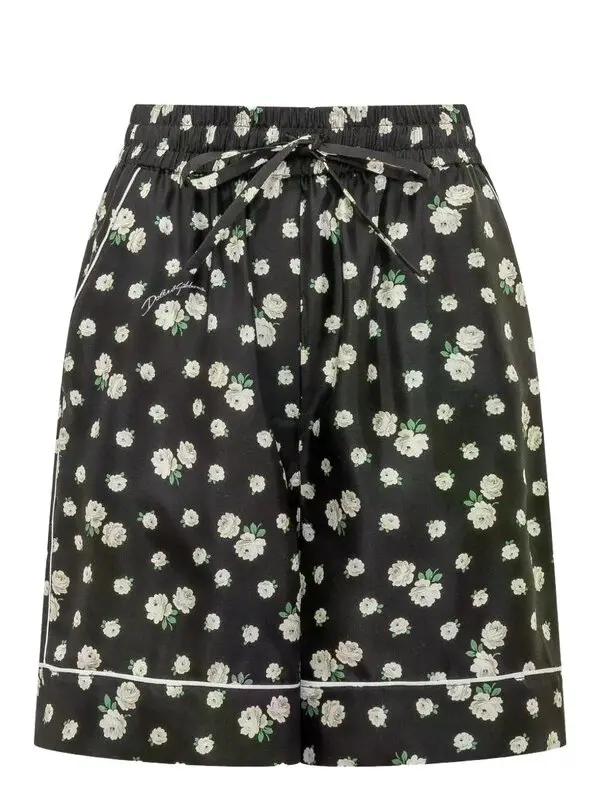 Dolce & Gabbana Floral-print Silk Shorts - Black
