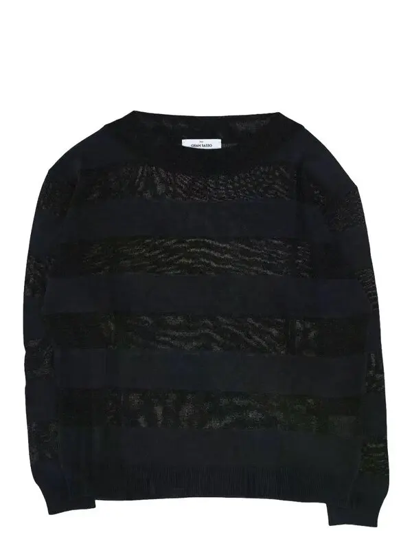 GRAN SASSO Openwork Striped Sweater - Black
