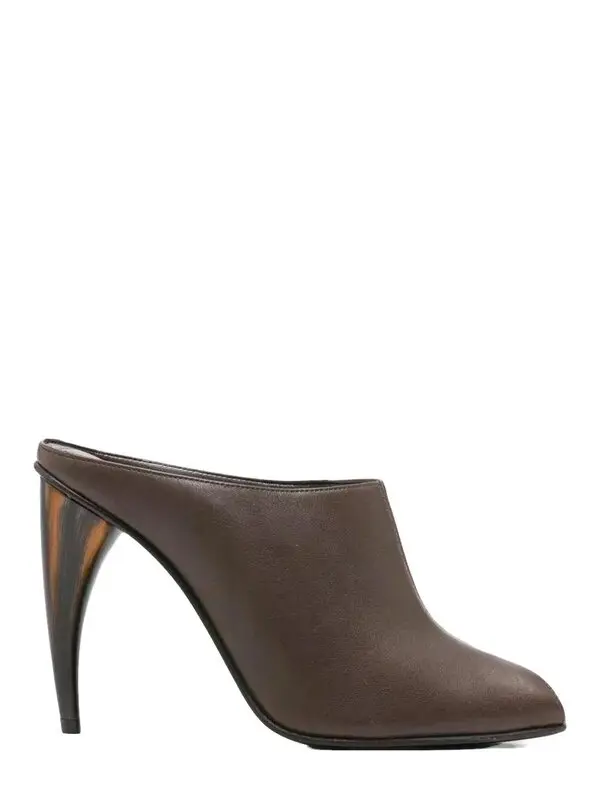 Alexander McQueen Peep-toe Leather Mules - Brown