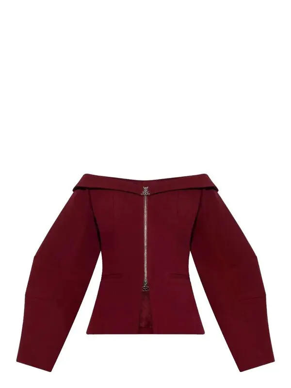 GESTUZ Zip-up Off-the-shoulder Jacket - Red