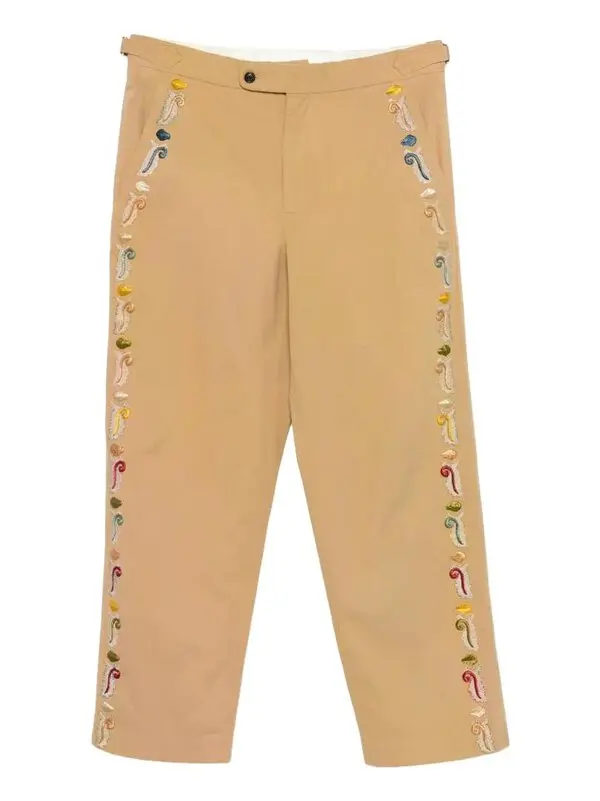 BODE Embroidered Trousers - Neutrals