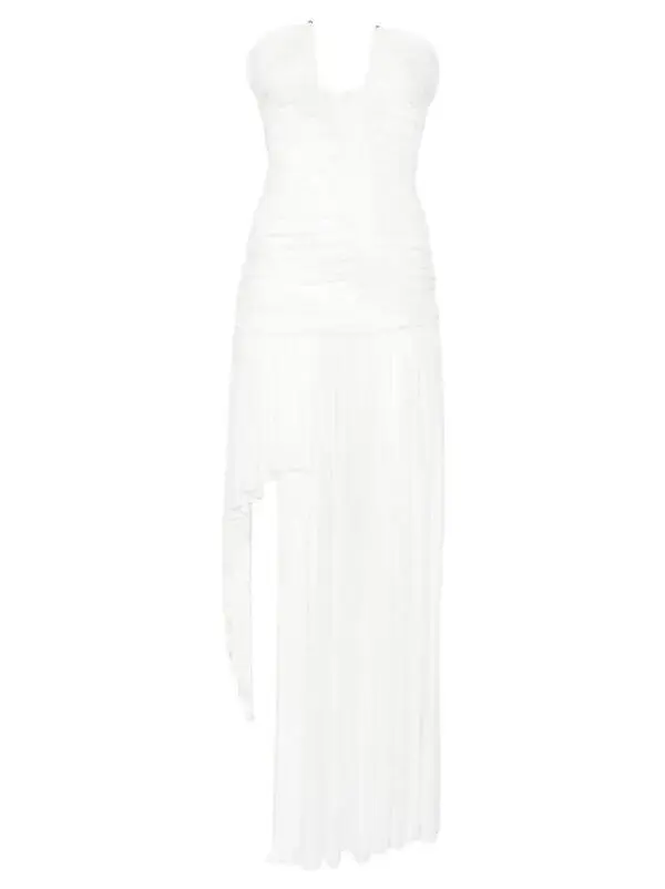 Christopher Esber Arced Ruched Asymmetric Dress - White