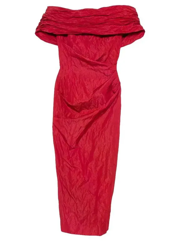 Magda Butrym Off-shoulder Draped Dress - Red