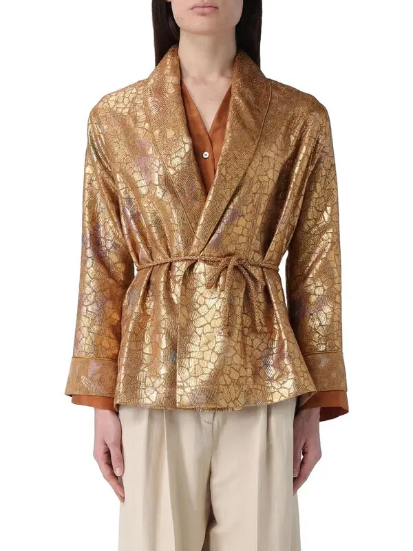 FORTE_FORTE Textured Shawl Lapel Jacket - Brown