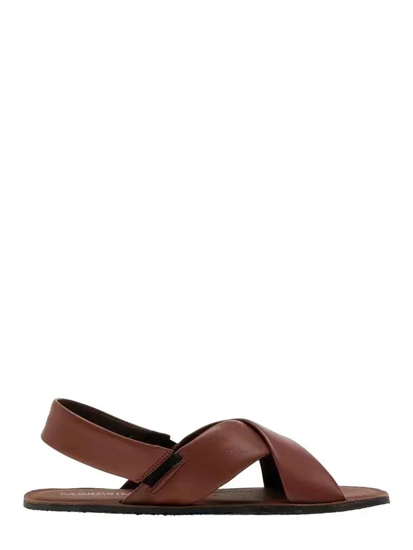 GROUNDIES Crossover-strap Slingback Sandals - Brown