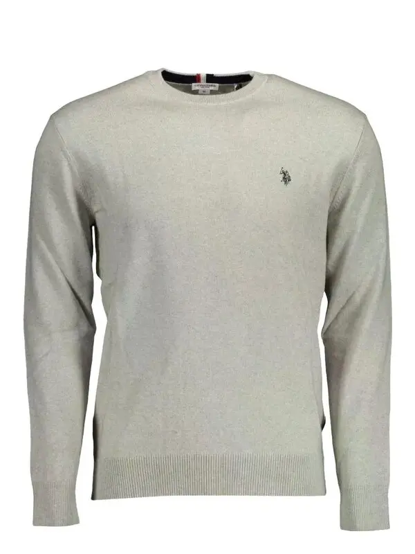 U.s. Polo Assn. Logo-embroidered Crew-neck Sweater - Neutrals