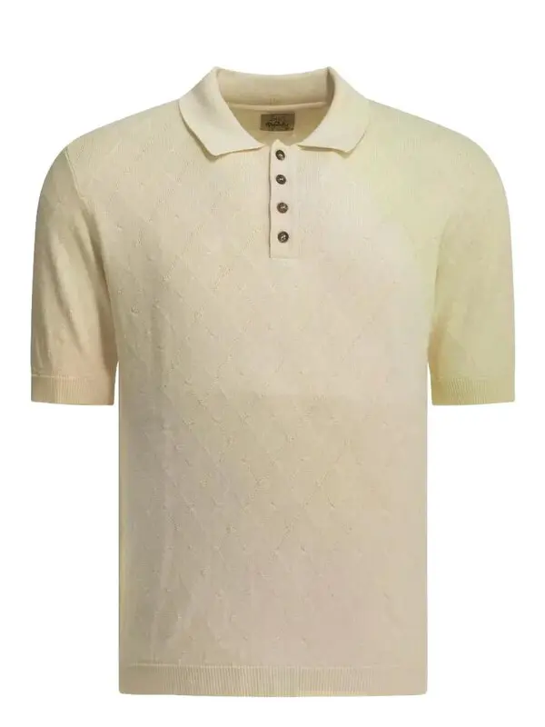 RAKKI Diamond-patterned Knit Polo Shirt - Neutrals