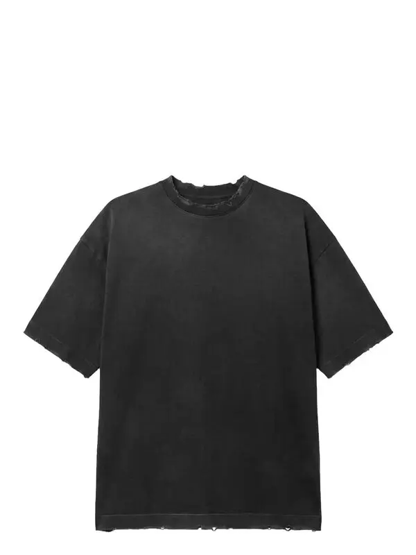 PAURA Costa Distressed-effect Logo-print T-shirt - Grey