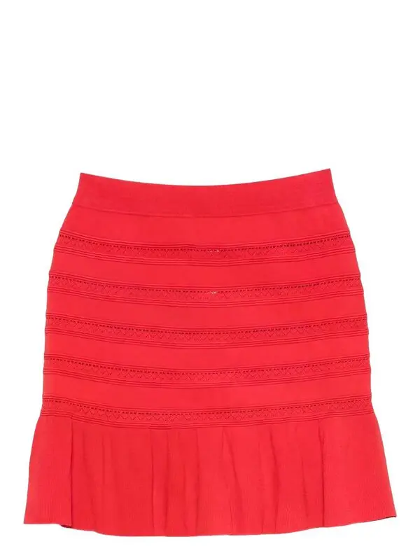 BLUGIRL Pointelle-knit Ruffled Skirt - Red