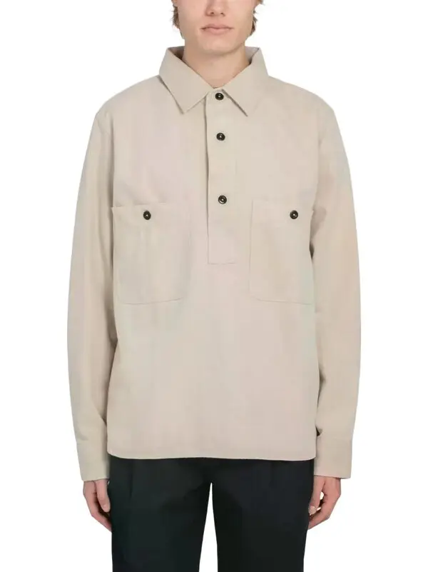 MARGARET HOWELL Mhl. Buttoned Polo Shirt - Neutrals