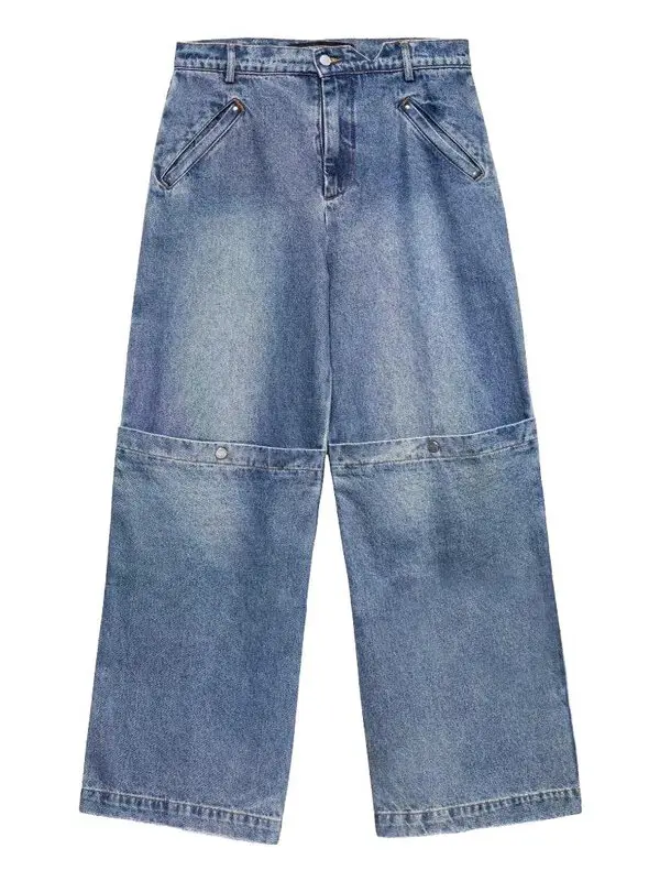 SPENCER BADU Patchwork Detail Wide-leg Jeans - Blue