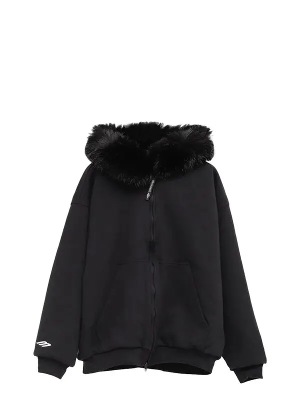 Balenciaga Furry Zip-up Hoodie - Black