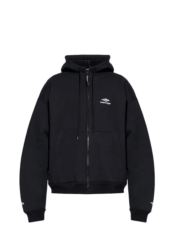 Balenciaga Cotton Zip-up Hoodie - Black
