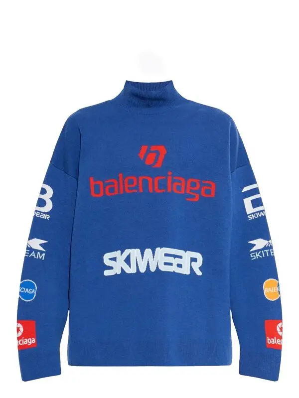 Balenciaga Long Sleeve Turtleneck Top - Blue