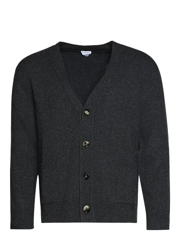 Bottega Veneta Cardigan With Intrecciato Suede Patches - Black