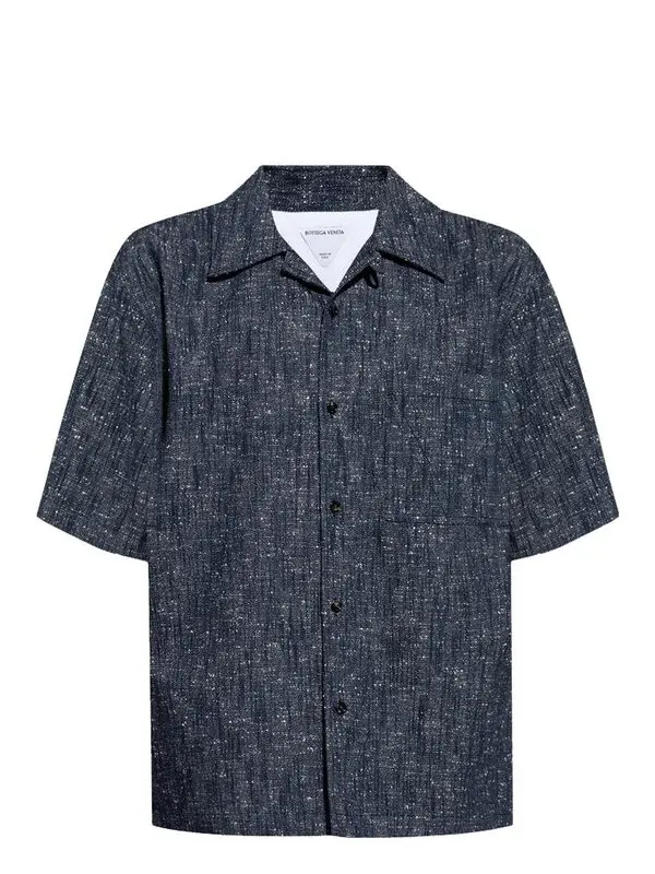 Bottega Veneta Short Sleeve Shirt And White - Navy
