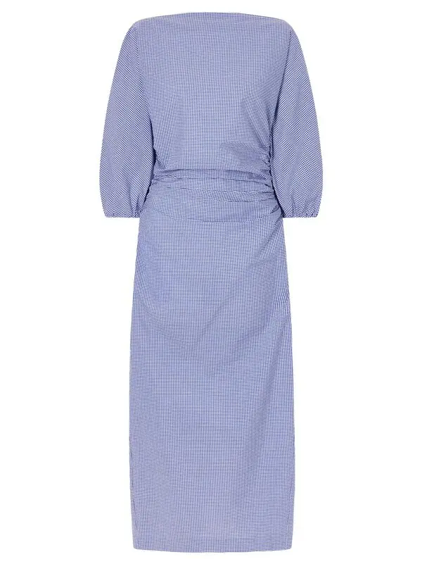Bernadette Ezra Checked Cotton Midi Dress - Blue
