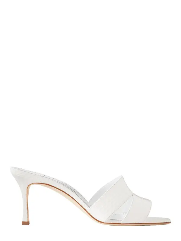 Manolo Blahnik Iacopo 70 Elaphe Sandals - White