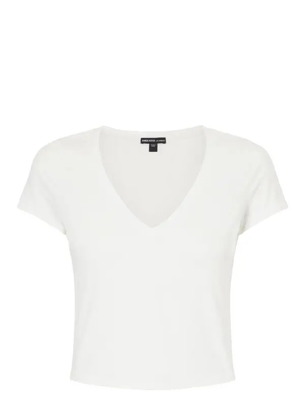 JAMES PERSE Cropped Cotton-blend Jersey T-shirt - White