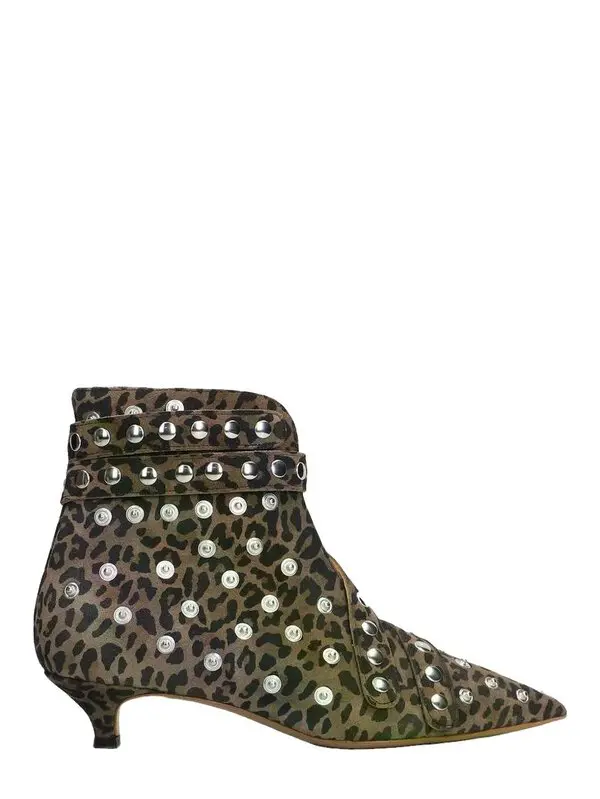 ALCHIMIA Leopard-print Studded Ankle Boots - Brown