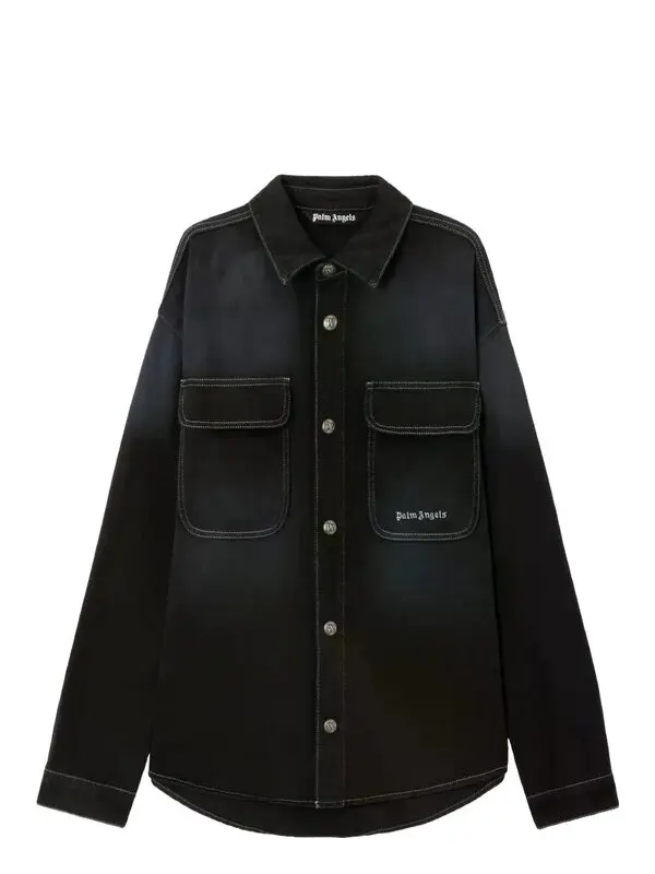 Palm Angels Logo Denim Shirt - Black