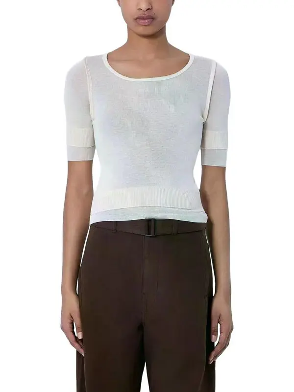 LEMAIRE Seamless Viscose Silk Trompe L'oeil Top - Neutrals