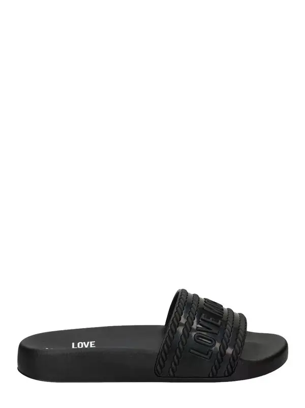 Moschino Logo-embossed Slides - Black