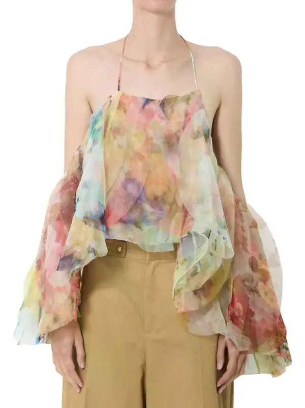 Zimmermann Luna Ruffled Puff-sleeve Blouse - Multicolour