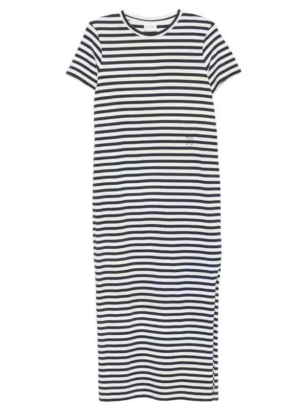 Closed Striped Midi Dress - Blue