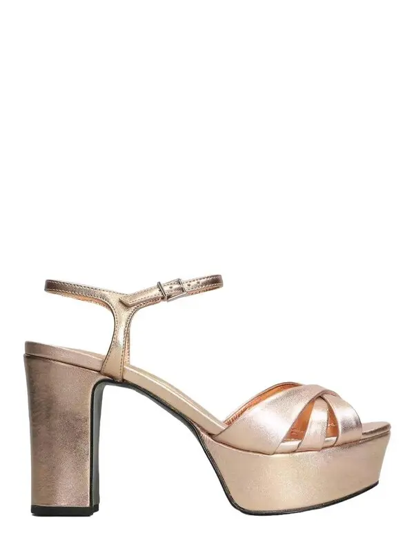 Schutz Metallic Crossover Sandals - Pink
