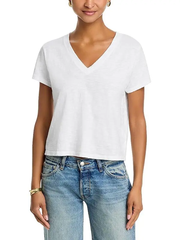 Velvet By Graham & Spencer Elisha V-neck Short Sleeve Top - White