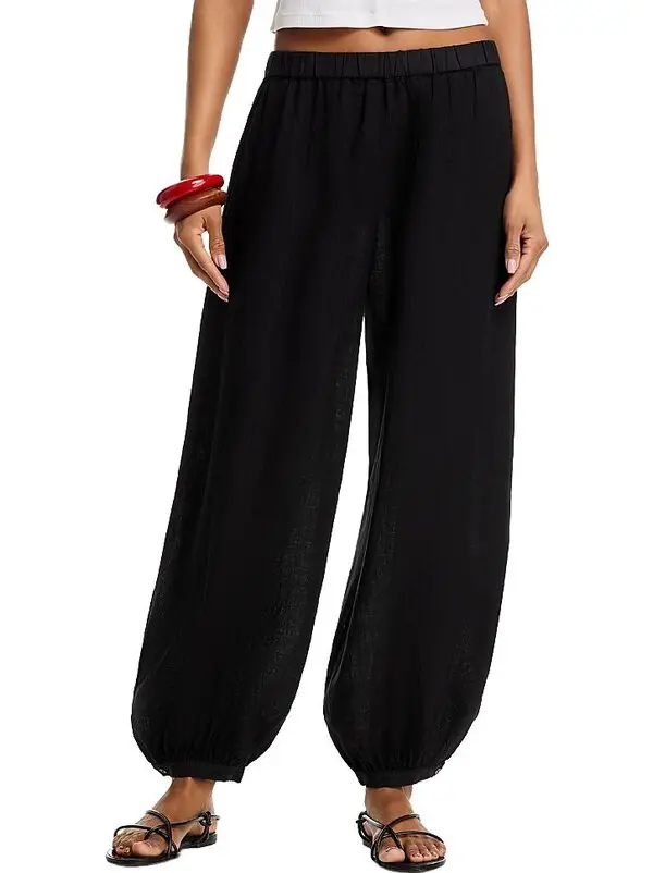 Velvet By Graham & Spencer Camber Linen Balloon Pants - Black