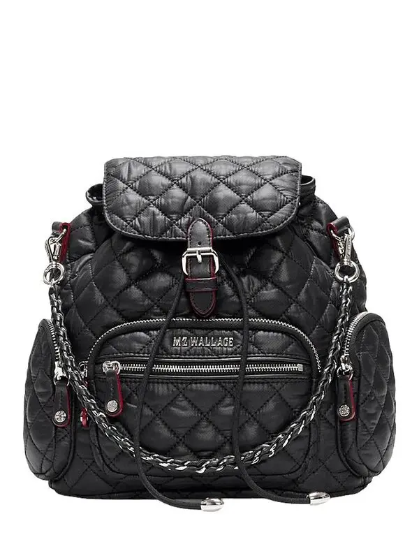 Mz Wallace Crosby Mini Quilted Backpack - Black/gunmetal