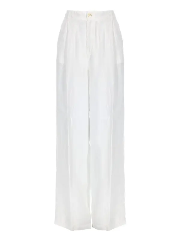 120% Lino Pantalone In Lino - White