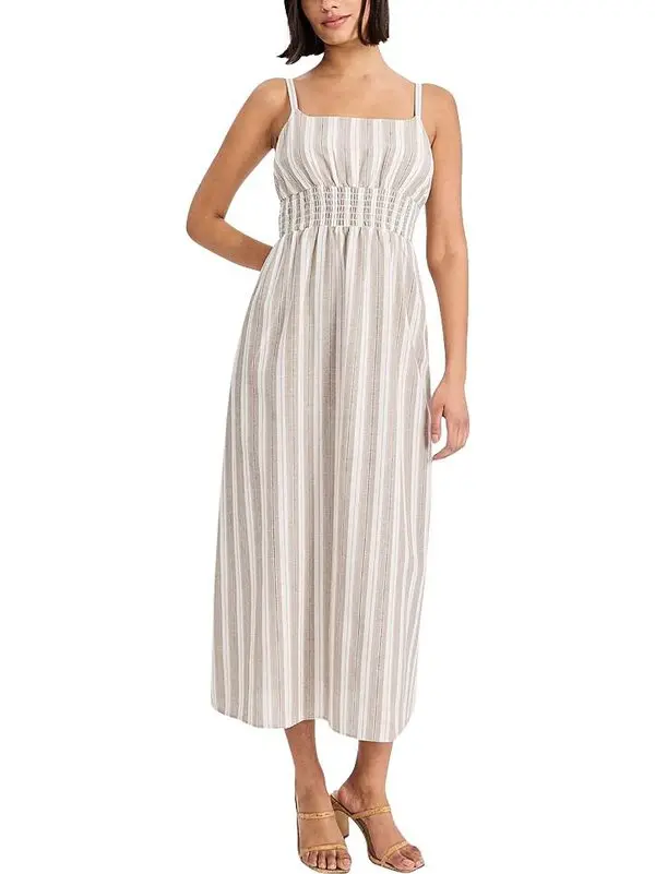 THE GOOD JOURNEY Square Neck Midi Dress - Tan Combo