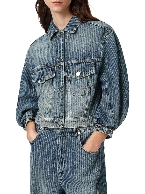 ALLSAINTS Luca Stripe Jean Jacket - Titan Blue