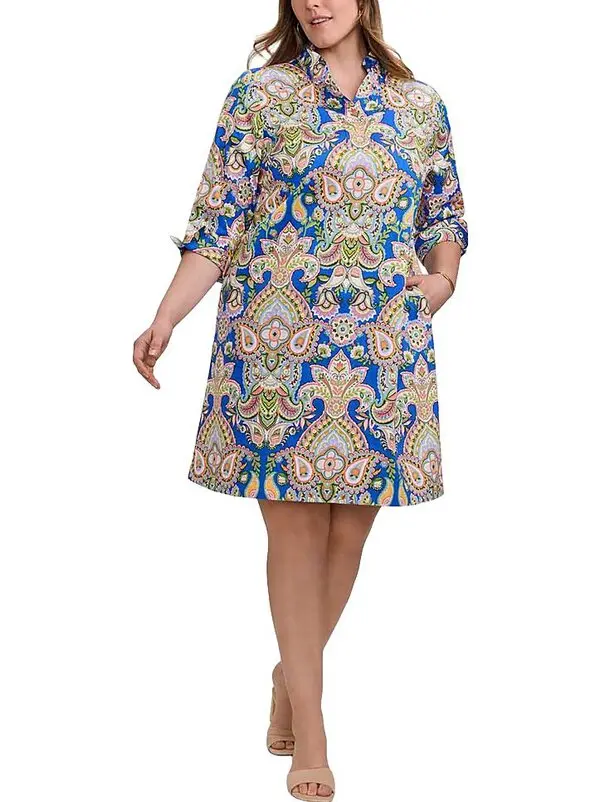 Foxcroft Tammy Paisley Print 3/4 Sleeve Dress - Multi