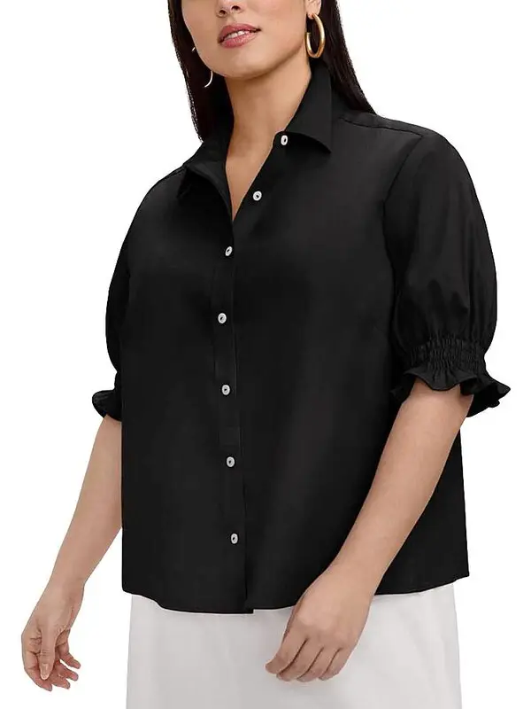 Foxcroft Vivienne Elbow Sleeve Shirt - Black